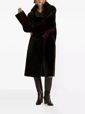 Alberta Ferretti Belted Leather Coat