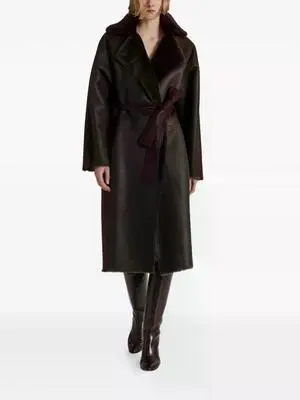 Alberta Ferretti Belted Leather Coat