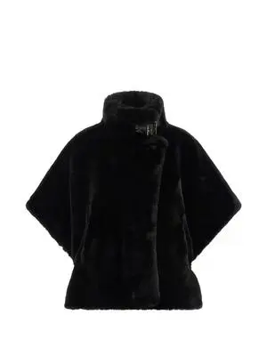 Pinko High-neck Faux-fur Cape With Buckle Fastening