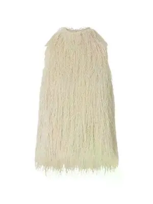 Liu Jo Embellished Fringe High Neck Top - Neutrals