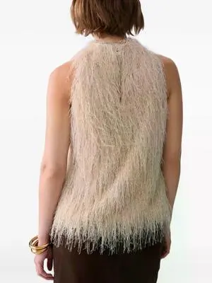 Liu Jo Embellished Fringe High Neck Top
