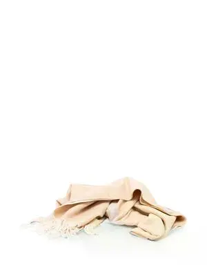 TWINSET Logo-intarsia Fringed Scarf - Neutrals