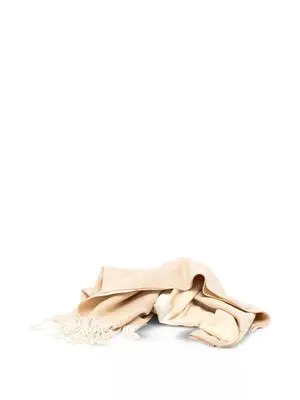TWINSET Logo-intarsia Fringed Scarf - Neutrals