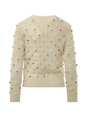 MARANT ETOILE Priyanka Bead-embellished Open-knit Sweater - Neutrals