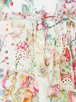 Camilla Floral Print Ruffled V-neck Dress