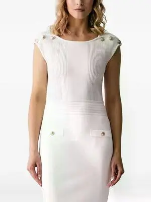 Guess Ribbed Knit Button Detail Midi Dress