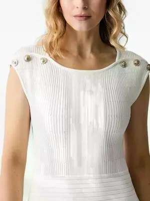 Guess Ribbed Knit Button Detail Midi Dress