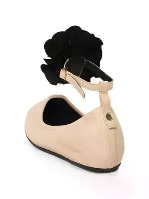 LANVIN Flower-embellished Ankle-strap Ballet Flats