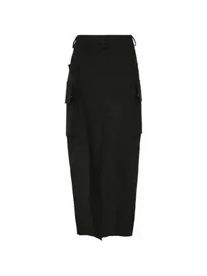 Rick Owens Firbanks Grain De Poudre Midi Skirt - Black