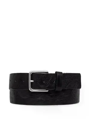 Karl Lagerfeld Crinkled Effect Leather Belt - Black