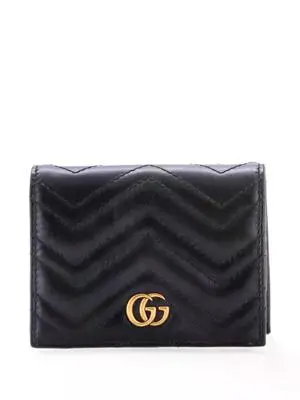Gucci Gg Marmont Bifold Wallet Matelasse Leather Small Wallets - Black