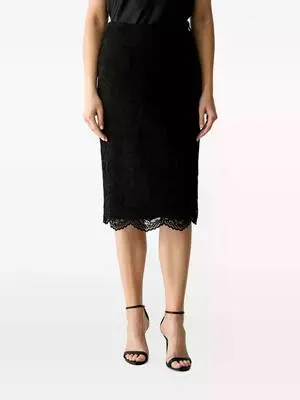 Guess Logo Plaque Lace Midi Skirt - Black