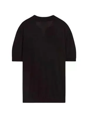 A PAPER KID Fine-knit Open-collar T-shirt