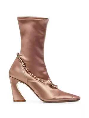 Zimmermann Chain-embellished High Block Heel Boots - Pink