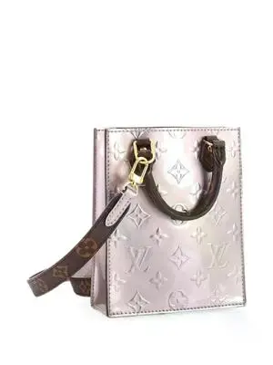 LOUIS VUITTON Petit Sac Plat Bag Monogram Vernis With Monogram Canvas Crossbody Bag