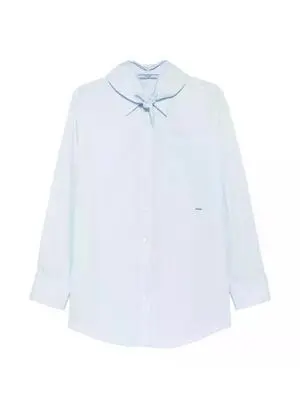 Prada Twist-detail Logo-patch Shirt - Blue