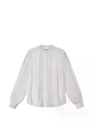 MARANT ETOILE Polda Embroidered Crochet Trimmed Relaxed Fit Blouse - White