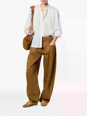 MARANT ETOILE Polda Embroidered Crochet Trimmed Relaxed Fit Blouse