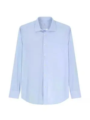 Boggi Milano Shirt Slim-fit Stretch-nylon Herringbone B Tech - Blue