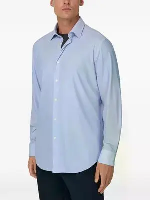 Boggi Milano Shirt Slim-fit Stretch-nylon Herringbone B Tech - Blue