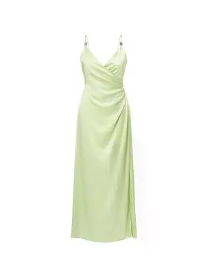 HANITA Wrap-design Crystal-embellished Dress - Green