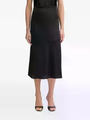 Guess Satin-finish Asymmetric-seam Midi Skirt - Black