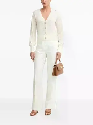 Guess Flower-button Pointelle-knit Cardigan - Neutrals