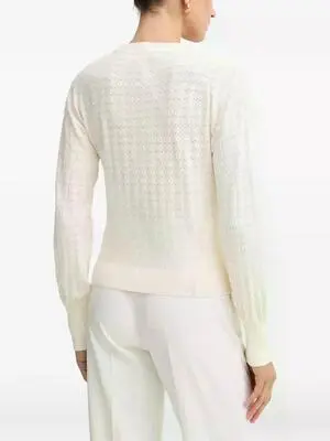 Guess Flower-button Pointelle-knit Cardigan