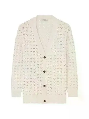 RETORI Openwork-stitch V-neck Cardigan - Neutrals