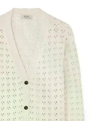 RETORI Openwork-stitch V-neck Cotton Cardigan