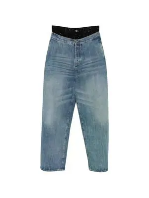 Attico Rhinestone Embellished Layered Waistband Jeans - Blue