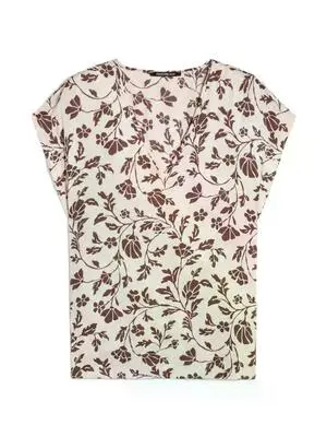 PENNYBLACK V-neck Floral-print Top - Neutrals