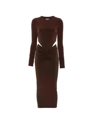 Andamane Heloise Cut-out Ruched Midi Dress