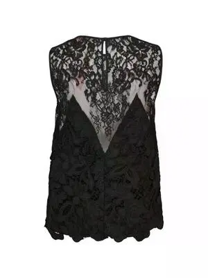 N°21 Floral Lace Sleeveless Top - Black