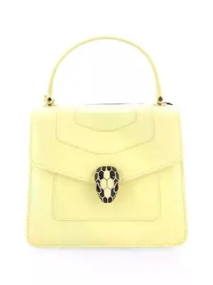 BVLGARI Serpenti Forever Top Handle Bag Leather Small Satchel - Yellow