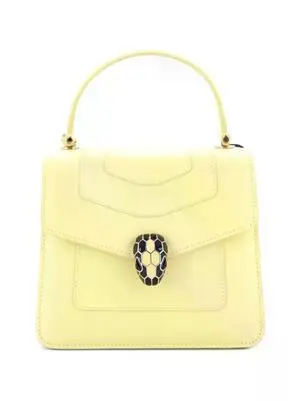 BVLGARI Serpenti Forever Top Handle Bag Leather Small Satchel - Yellow