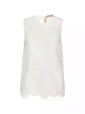 N°21 Floral-lace Sleeveless Top - Neutrals