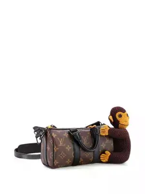 LOUIS VUITTON Keepall Bandouliere Monogram Canvas With Friends Plush Monkey Xs Crossbody Bag