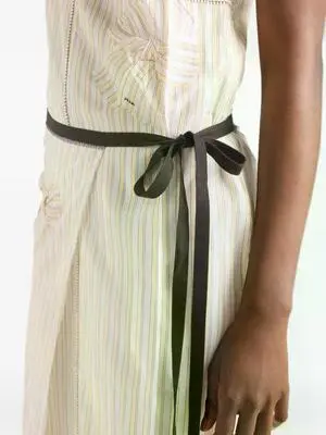 Prada Embroidered Striped Apron With Bow Detail - Neutrals