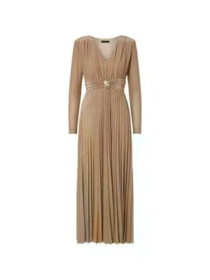 Liu Jo Long Pleated Lurex Dress - Brown
