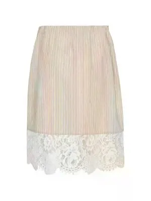 N°21 Striped Lace-hem Midi Skirt - Neutrals
