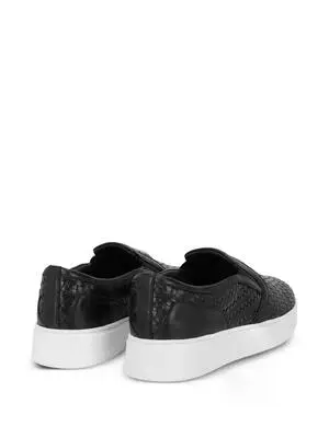 Philipp Plein Hexagon Logo Weaved Leather Slip-on Shoes