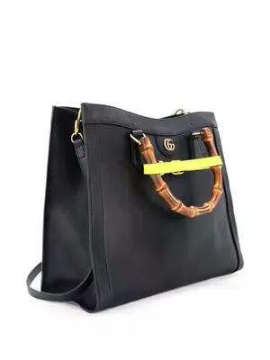 Gucci Diana Nm Bamboo Handle Leather Medium Tote Bag - Black