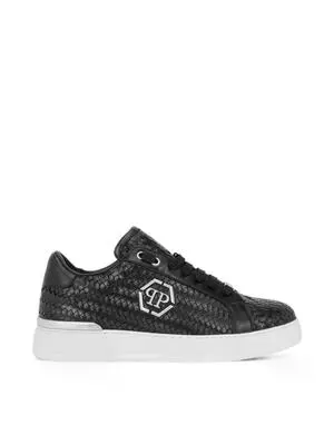 Philipp Plein Weaved Leather Sneakers Hexagon - Black