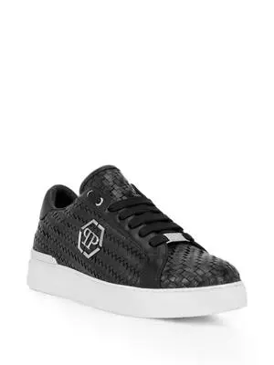 Philipp Plein Weaved Leather Sneakers Hexagon