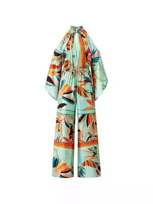 NEMA Floral-print Halterneck Jumpsuit - Green