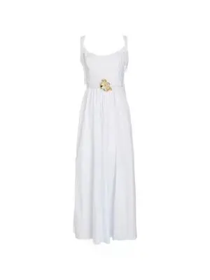 Oscar De La Renta Belted Cotton Maxi Dress - White