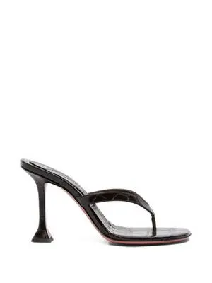 Amina Muaddi Juliette Croc-effect Leather Sandals - Brown