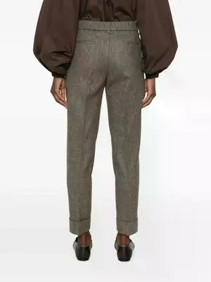 BERWICH Herringbone-pattern Wool Trousers