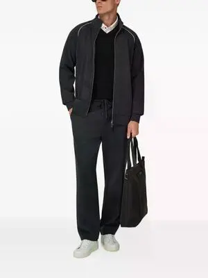 Boggi Milano Full-zip Diagonal Weave Wool-blend Sweatshirt
